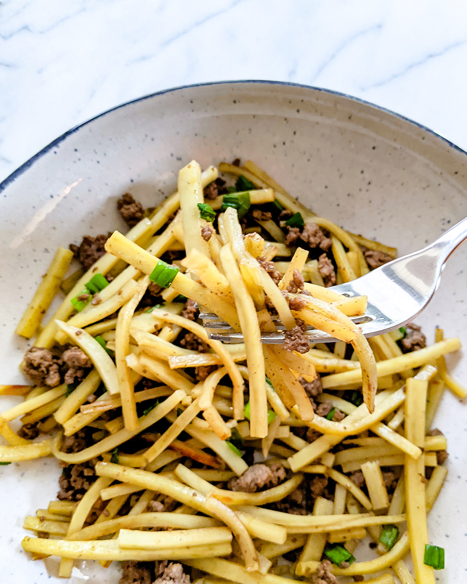 Matchstick Sweet Potato & Beef Stir Fry | The Open Cookbook