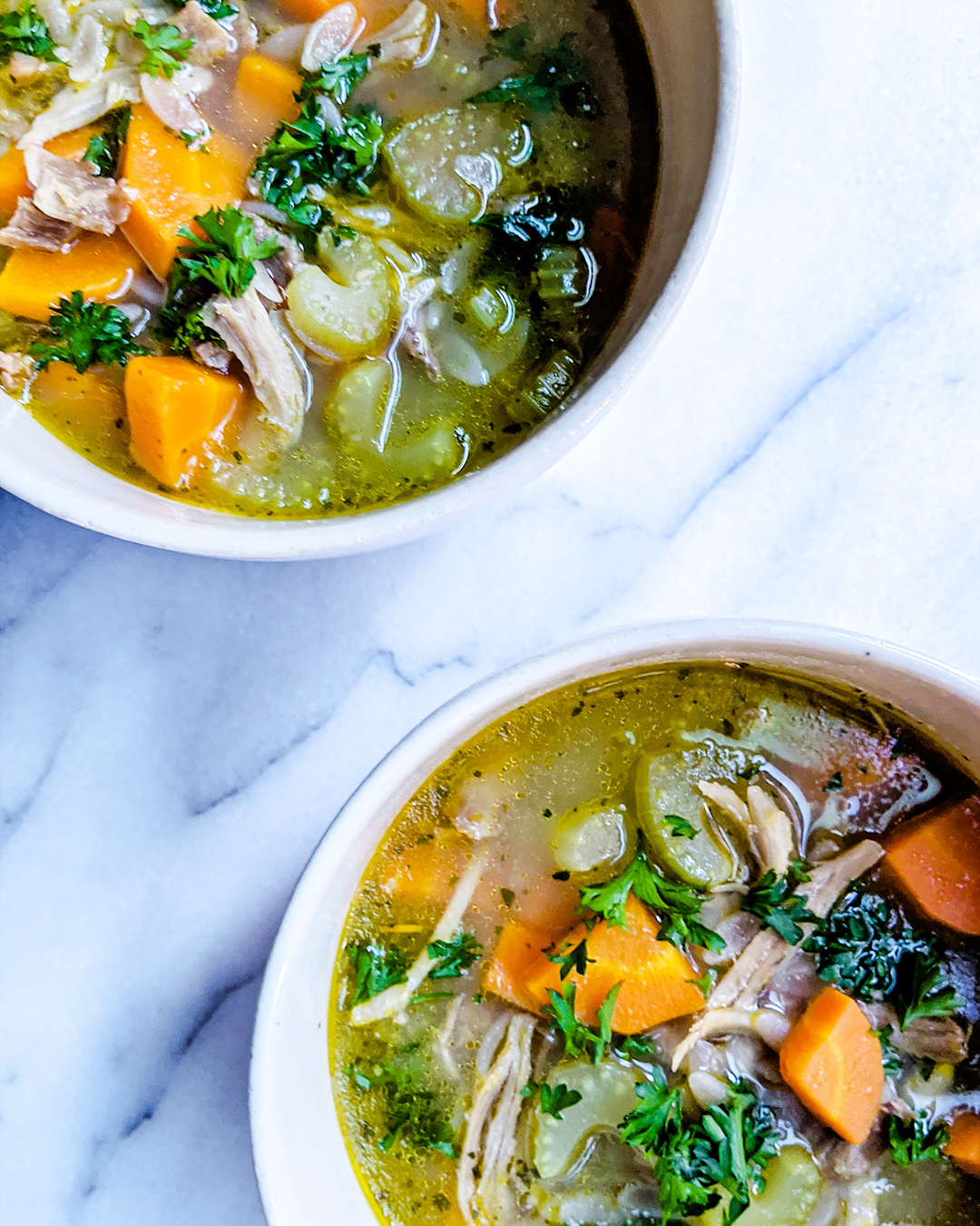 Shredded Leftover Turkey & 'Rice' Soup | The Open Cookbook